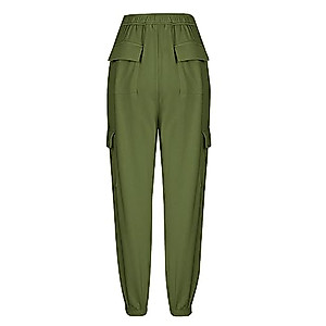 JDHUFEI Womens Cargo Pants Casual Elastic High Waisted Pants Baggy Loose Fit Trousers Pant Comfy Stretch Workout with Pocket