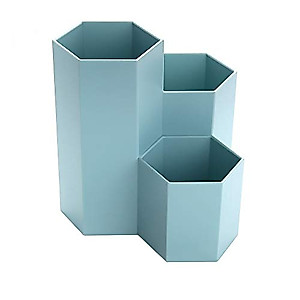 Bivisen Desk Pencil Holder, Polystyrene Desktop Pen Cup Stationery Supplies Organizer Caddy for Office, Makeup Brush Holder for Vanity Table (Blue)