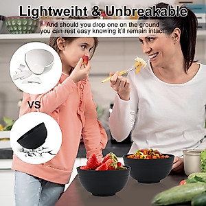 28-Piece Wheat Straw Dinnerware Sets, Microwave & Dishwasher Safe Unbreakable Dinnerware Set, Reusable Dishware Sets, Lightweight Camping Dishes, Plates, Cups, Cereal Bowls for 4（Black）