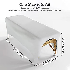 KULLAMEE 2pcs White Lash Bed Cover Fitted for 6FT Lash Table or Massage Bed Lash Extension Bed Spandex Bed Cover (White/Cream 2)