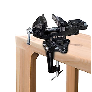 HimaPro Dual Purpose Bench Vise | Table Vise Clamp-On with Quick Adjustment Universal Rotate 360° - 3.3Inch Metallic Black - Portable Vise for Woodworking, Metal Stamping, and DIY Jobs