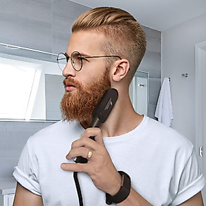 Beard Straightener Brush w/Free Beard Balm & Comb, Premium Hair Straightening Brush Kit, Heated Beard Comb, 3-Heat Settings, Fast Heat Beard Brush for Men - StormiNite