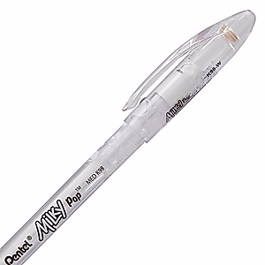 Pentel Arts Milky Pop Pastel Gel Pen, 0.8mm Medium Line, White Ink, Pack of 2 (K98PABP2W)