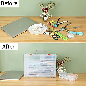 Photo Storage Box 4x6, 18 Inner Extra Large Photo Case Large Photo Organizer Acid-Free Photo Box Storage Photo Keeper Photo Storage Case, Plastic Craft Storage Box for Photo Stickers Stamps Seeds (Clear, 18 Boxes)