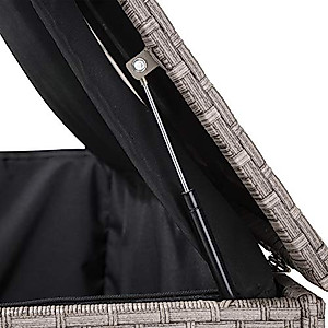 glitzhome Patio Wicker Storage Trunk with Lid, 140 Gallons Overside Outdoor Oversized All-Weather Cushion Storage Deck Box for Garden Tools, Pool Toys, Grey