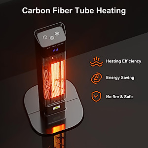 AKIRES Space Heater for Large Room,34IN Portable Electric Tower Heater with IP44 Waterproof,24H Timer,Remote,3 Heating Modes,Infrared Heater for Living Room Bedroom Office Bathroom Indoor Outdoor Use