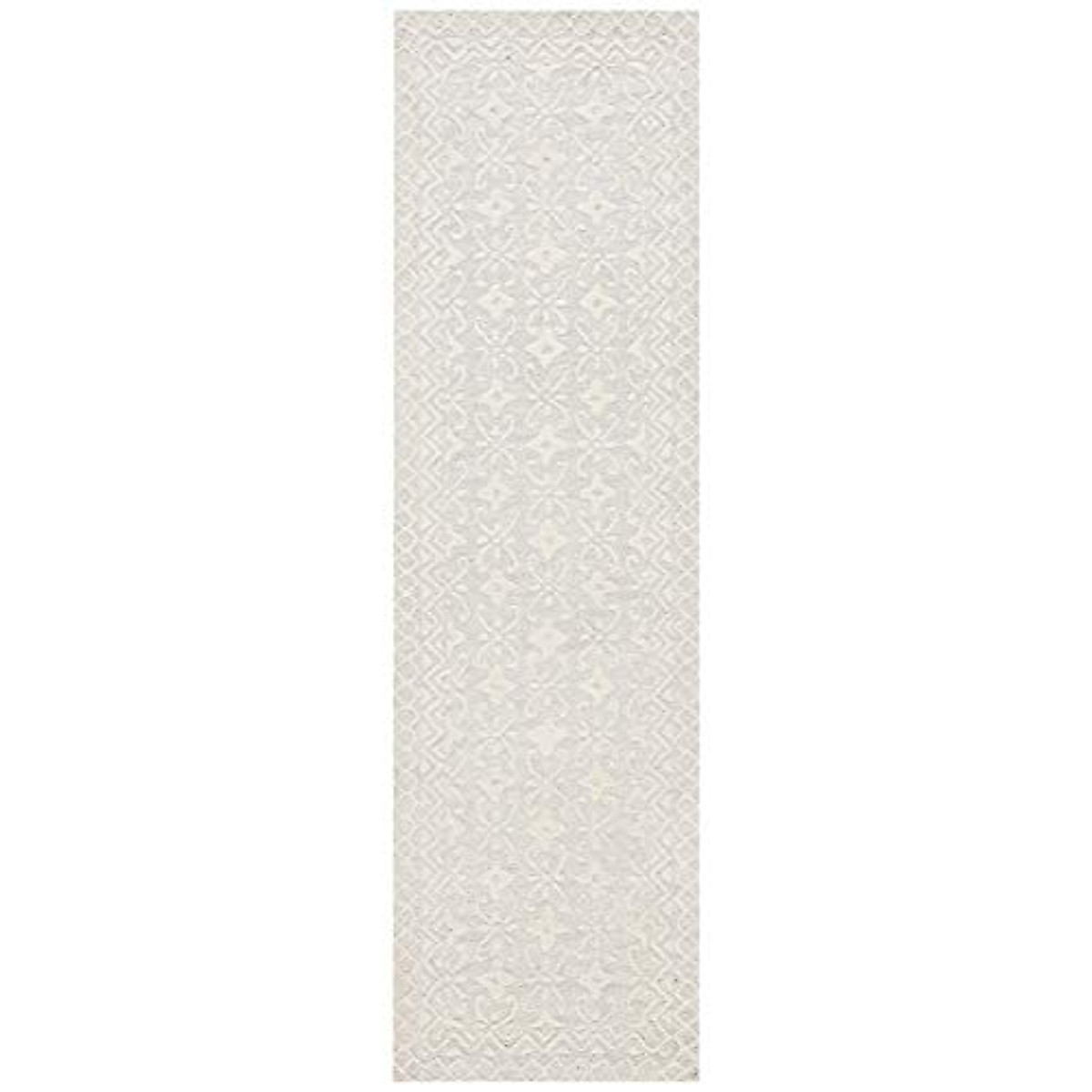 SAFAVIEH Blossom Collection Runner Rug - 2'3" x 12', Grey & Ivory, Handmade Wool, Ideal for High Traffic Areas in Living Room, Bedroom (BLM114F)