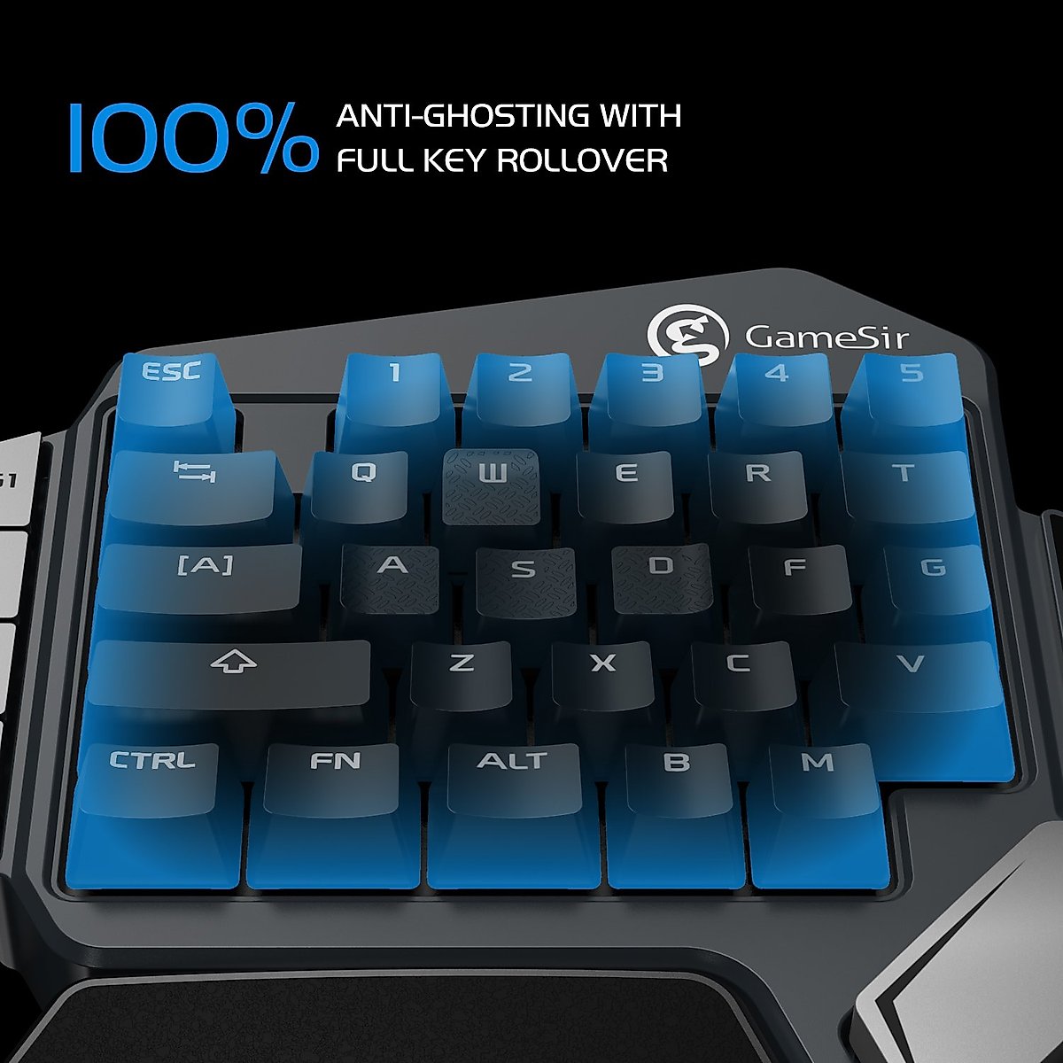 GameSir Mechanical Gaming Keyboard Z1 for PC/Mobile Phone, One-Handed Gaming Keypad with Macro Keys for FPS Game, RGB Backlighting, Anti-ghosting, Blue Key Switches, Built-in Battery(Red Switch)