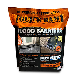 Quick Dam QD65-2 5' Barrier Water Flood Dam Bags, 2 Pack, Black