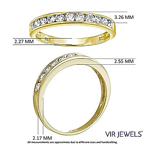 Vir Jewels 3/4 cttw Diamond Wedding Band for Women, Half Eternity Round Diamond Ring in 14K Yellow Gold Channel Setting, Size 7.5