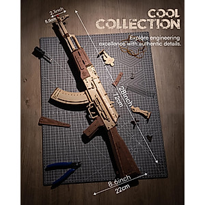 ROKR 3D Puzzles for Adults, Wooden 3D Puzzle Model AK47 Rubber Bands Gun Toys Building Kits, DIY Wood Crafts Cool Toy Hobbies for Men Women, Creative Assembly Gifts
