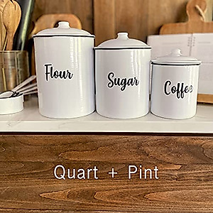 QUART + PINT 155 Kitchen Pantry Labels for Containers. Preprinted Clear Script Stickers with Black Text. Waterproof Vinyl Sticker Set. Organization labels for Jars Canisters & Home Storage Bins System