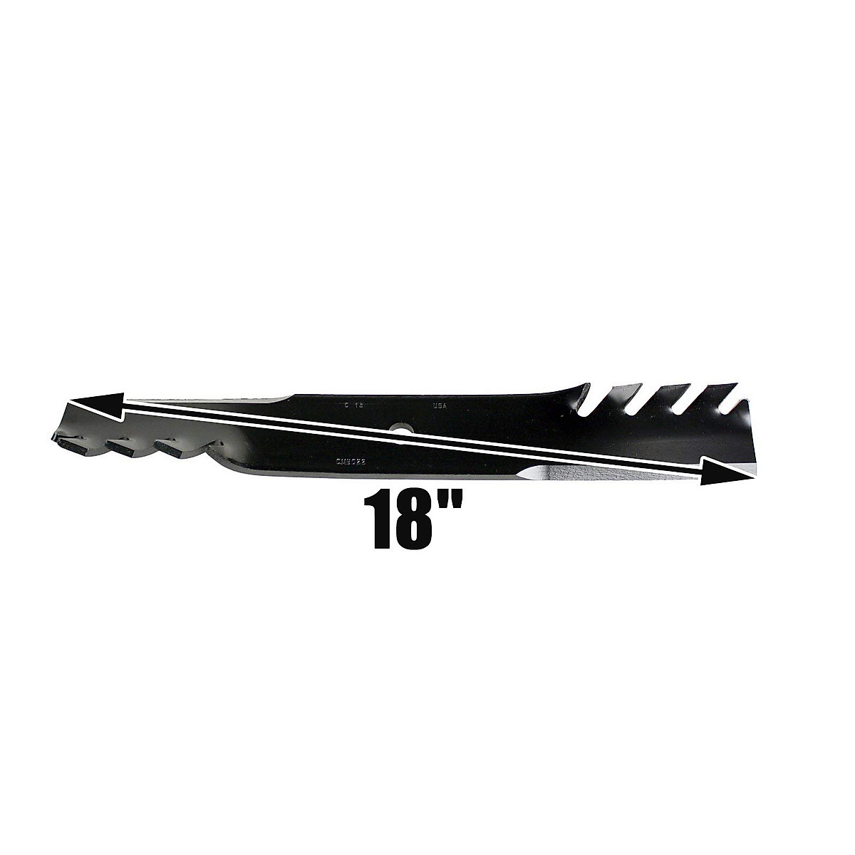 USA Mower Blades (3 CMB022BP Toothed High Lift Replacement Blade Fits Scag Husqvarna Toro 48108 481707 481711 Length 18in. Width 2 1/2in. Thickness .240in. Center Hole 5/8in. 36 52 54in. Deck