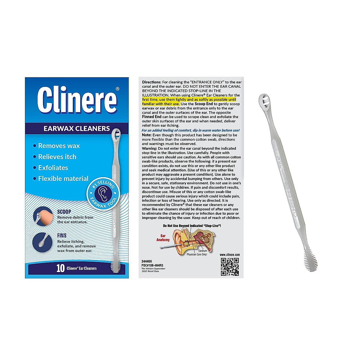 Clinere® Ear Cleaners, 10 Count Earwax Remover Tool Safely and Gently Cleaning Ear Canal at Home, Ear Wax Cleaner Tool, Itch Relief, Ear Wax Buildup, Works Instantly, Exfolimates, Earwax Cleaners.