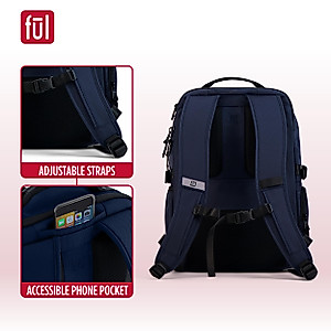 FUL Tactics Collection 17 Inch Laptop Backpack, Division Padded Computer Bag for Commute or Travel, Navy