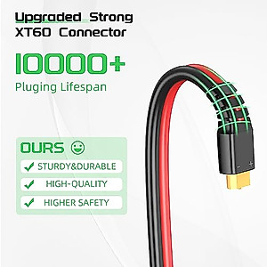 Bateria Power Solar to XT60 Charge Extension Cable 12AWG 10Ft Solar Connector to XT60 Adapter Cable for Solar Panel to LiFePO4 Battery RV Portable Power Station Solar Generator