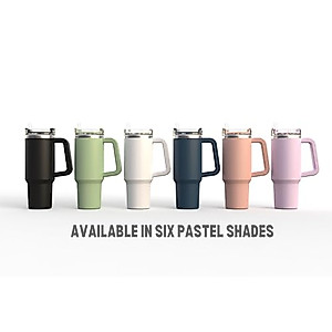 Envie 30 oz Tumbler Mug with Lid and Straw, Reusable Insulated Mug with Handle, Stainless Steel Tumbler for Iced & Hot Beverages, Navy Blue