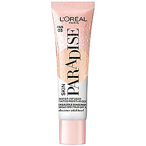 L'Oreal Paris Skin Paradise Water-infused Tinted Moisturizer with Broad Spectrum SPF 19 sunscreen lightweight, natural coverage up to 24h hydration for a fresh, glowing complexion, Fair 03, 1 fl oz