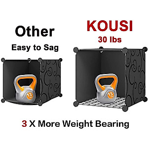 KOUSI Portable Cube Storage - 14"x14" Cube Cube Organizer Storage Organizer Clothes Storage Storage Shelves Furniture for Clothes Plastic Dresser Storage Cubes, Black (4x4 Cubes)