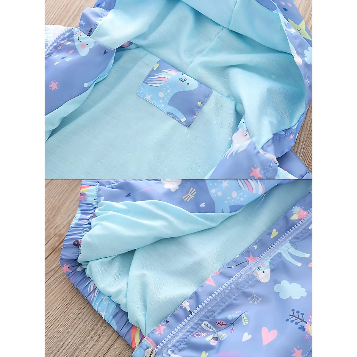 Little Girls Unicorn Cotton Hoodies Zipper Jackets Raincoat Fall Windbreaker for Kids Size 4 5 T