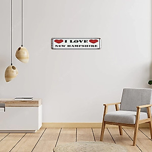 Autravelco I LOVE New Hampshire 4x18 Inch Metal Signs Outdoor Personalized Coffee Bar Patio Indoor Home Décor Aluminum Metal Sign State Pride Valentine's Day Heart Metal Plaque for Backyard