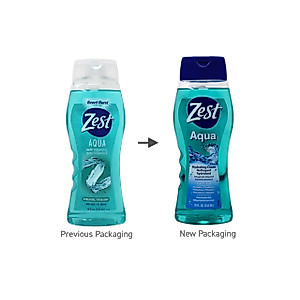 Zest Aqua Hydrating Body Wash, 18 Fl Oz (Pack of 6) - Moisturizing & Refreshing Shower Gel, Easily Lathers for a Relaxing Bubble Bath - Foaming & Exfoliating Skin Cleanser for a Smooth & Clean Skin