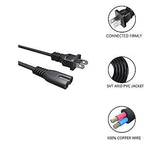 AC Printer Power Cord Repalcement for Epson Ecotank ET-2720 ET-2750 ET-2650 ET-m1120 ET-m1170 ET-3760 ET-3750 ET-2760,XP-434 XP-410 XP-300 XP-310 XP-400 XP-600, 2 Prong Printer Power Cable UL