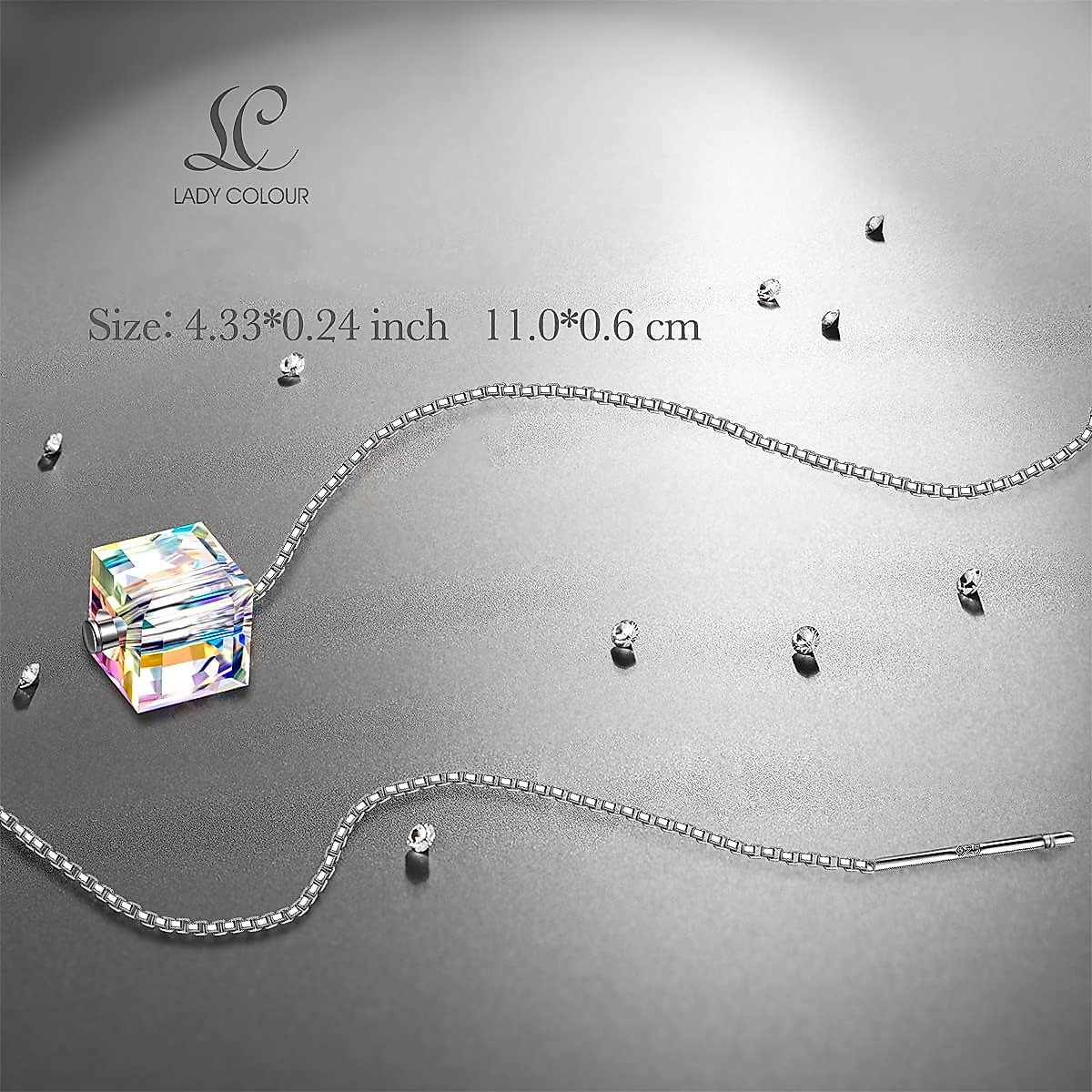 LADY COLOUR 925 Sterling Silver Earrings for Women Northern Lights Crystals Earrings Jewelry for Women, Christmas Gifts Birthday Gifts for Women - A Little Romance Earrings