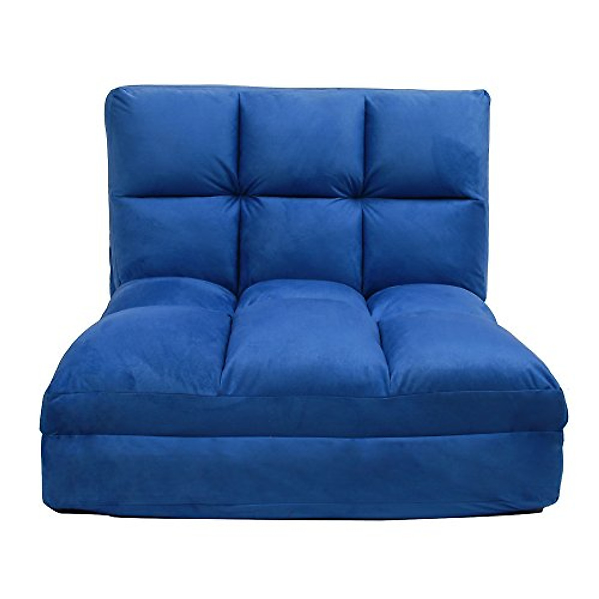 Loungie Micro-Suede 5-Position Adjustable Convertible Flip Chair, Sleeper Dorm Bed Couch Lounger Sofa, Blue