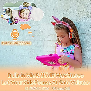 lalacosy Kids Wireless Headphones with Microphone,Unicorns Gifts for Girls,16 hrs Work Time,95dB Volume Limited,Soft Ear Cups,Over-Ear Headphones for Kids,Wireless Headset for PC,Tablet,Laptop,Gold