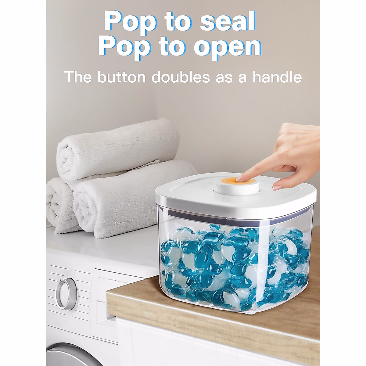 LivLab Laundry Pod Container - 260 Capacity Laundry Detergent Pod Bin with Lid for Laundry Room Organization, Laundry Detergent Dispenser, Translucent