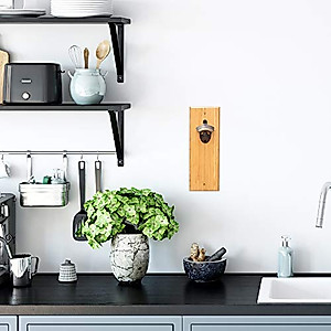 Totally Bamboo Wall Mounted Bottle Opener with Magnetic Cap Catcher