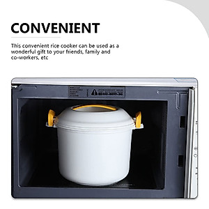 Microwave Rice Cooker Steamer Pasta Cooker Microwave Food Container Fish Vegetable Veggie Steamer Steaming Bowl for Cooking Yellow