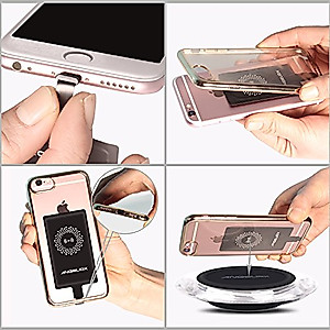 Wireless Charger Charging Pad with Qi Wireless Charging Receiver for iPhone 7/7 Plus/6S Plus/6 Plus/6S/6/5S/5/5C/SE (Included Black Qi Receiver)