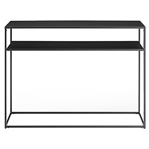 Crosley Furniture Braxton Sofa Console Table with Storage Shelf for Hall, Entryway, or Living Room, Matte Black