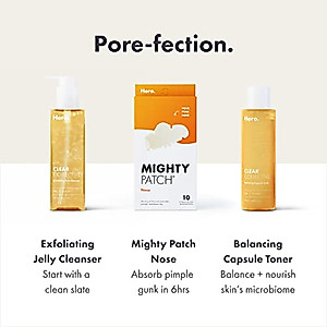 Mighty Patch Nose from Hero Cosmetics - XL Hydrocolloid Patches for Nose Pores, Pimples, Zits and Oil - Dermatologist-Approved Overnight Pore Strips to Absorb Acne Nose Gunk (10 Count)