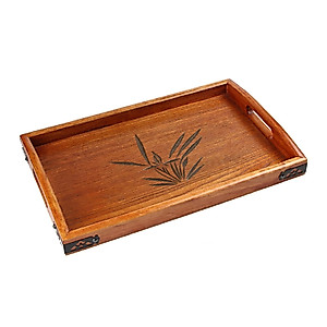 Decorative Tray Rustic Wood Serving Tray with Hollow Out Handles Wooden Serving Tray for Food Coffee or Beverages Multipurpose Home Decor Tray Countertop Organizer Trays (Size : Large)