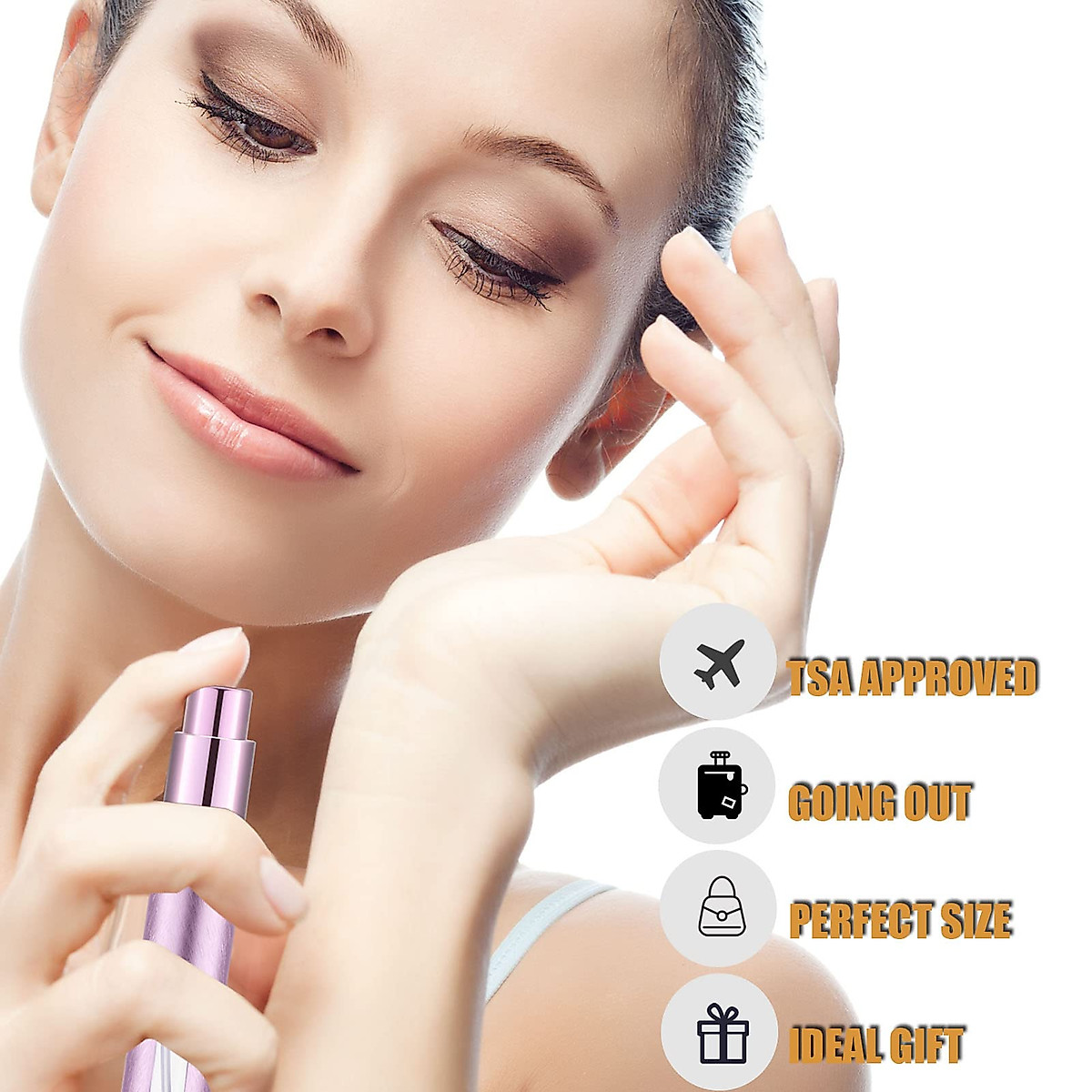 Lil Ray 12ml Portable Mini Perfume Atomizer(6 PCS)，Refilable Small Spray Bottle for Travel, Empty Pocket Cologne Sprayer, Glass inner and Aluminum Housing（0.4Oz,Pack of 6 with different colors）