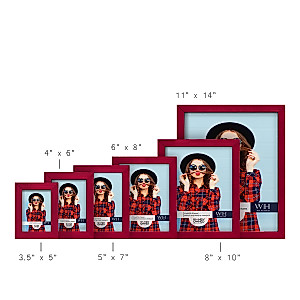 Renditions Gallery 5x7 inch Picture Frame Modern Style Wood Pattern and High Definition Glass Ready for Wall and Tabletop Photo Display, Red Frame