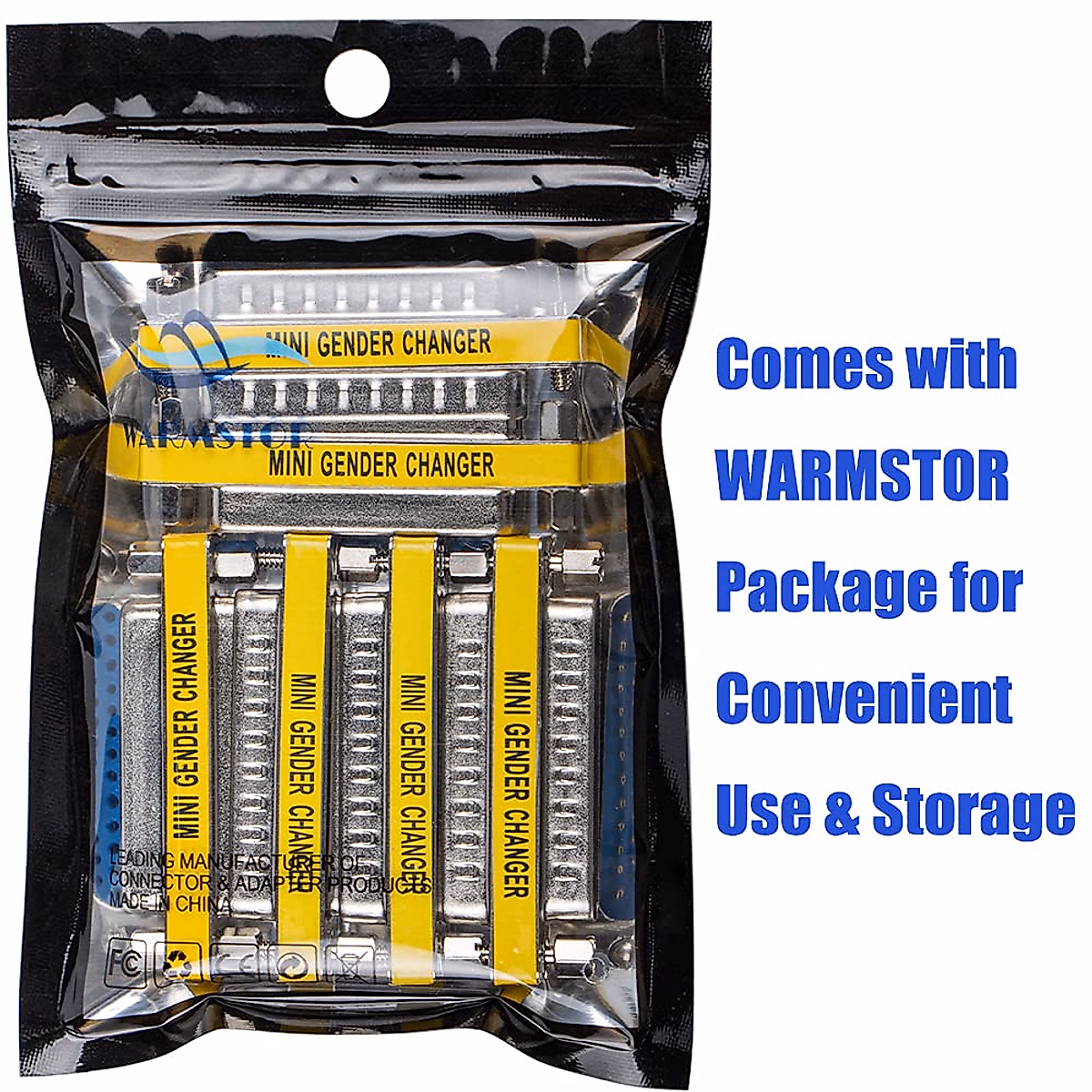 Warmstor 6-Pack DB25 25Pin Female to Female Male to Male Mini Gender Changer Coupler Adapter RS232 Serial Cable Connector