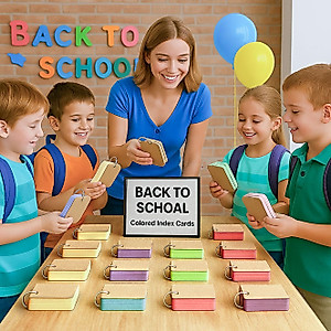 Koogel 300 Pieces 2.2 x 3.5 Inches Multicolor Kraft Paper Binder Ring Easy Flip Flash Card Study Cards/Memo Scratch Pads/Bookmark/DIY Greeting Card/Index Card Stock/Note Card(50 Sheets per Set)