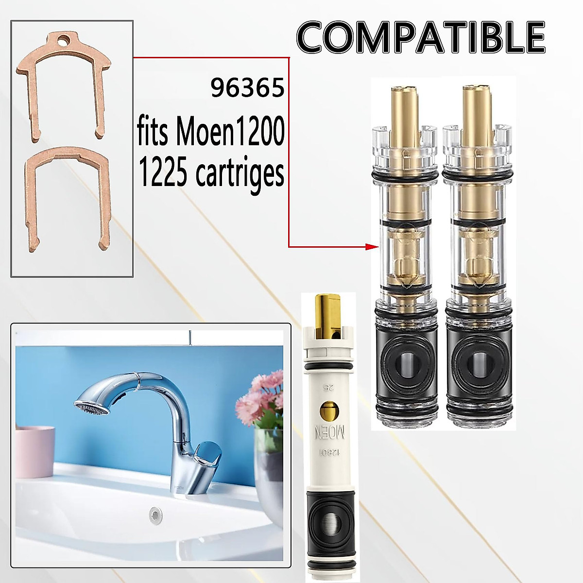 BKIFU 96365 Retainer Clips Replacement Part for Moen,fits Moen 1200 & 1225,1225b cartriges Retainer Clips,for Moen Shower Valve Retainer Clip.