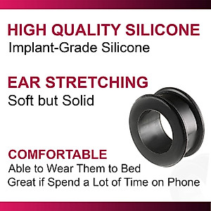 bodyjewellery 1 1/16G 1 1/16 gauge 26mm Black Implant grade sili Double Flare Tunnel Plug SI01 AHAD Ear Stretching Stretcher Piercing 2Pcs