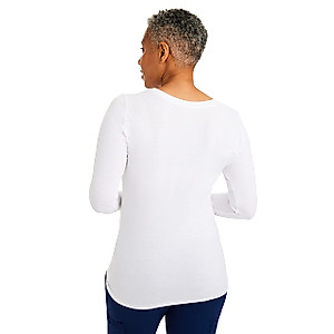 Healing Hands Women's Underscrub Soft Knit Melissa Longsleeve Scrub Tee with Breathable & Easy Care Fabric 5047, XL, White