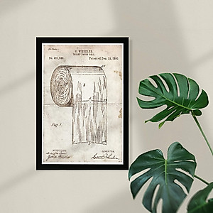 Bath and Laundry Framed Wall Art Prints 'Toilet-paper roll 1891 Parchment' Bath (1B01227_13x19_SUPERB_PS_NLC)