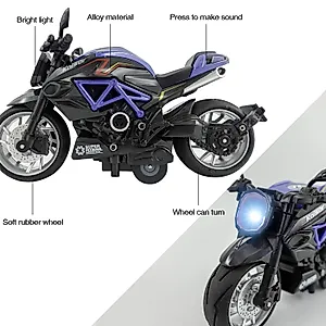 YA LE MING Motorcycle Toy,Kids Toy Motorcycle with Sound and Lights, Motorcycle Toys for Kids 3-9,Motorcycle Replica 1:12 Scale (Purple)