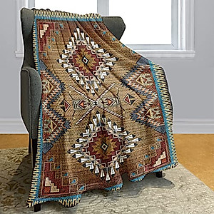 SXCHEN 50"x60" Blankets Plush Sofa Bed Throw Vintage Aztecs Native American Tribes Geometry