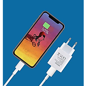 Fast European Charger Plug EU (USB C+USB A) Power Adapter for Samsung Galaxy S22/S21/S20/S10/S22 Ultra/S21+/S20 FE/A53/A32,iPhone 13/12/11/XS/XR,Motorola, Google Pixel