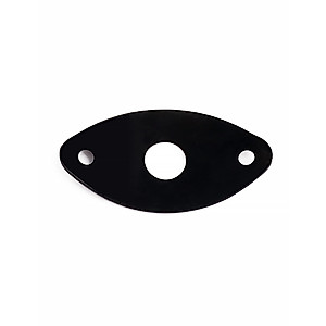 Bogart Guitar Jack Socket Plate Curved Oval Football Style Output Jack Plate Compatible with Les Paul Ibanez Jackson Guitar or Bass with Mounting Screws Black. (HJ 003-BK)
