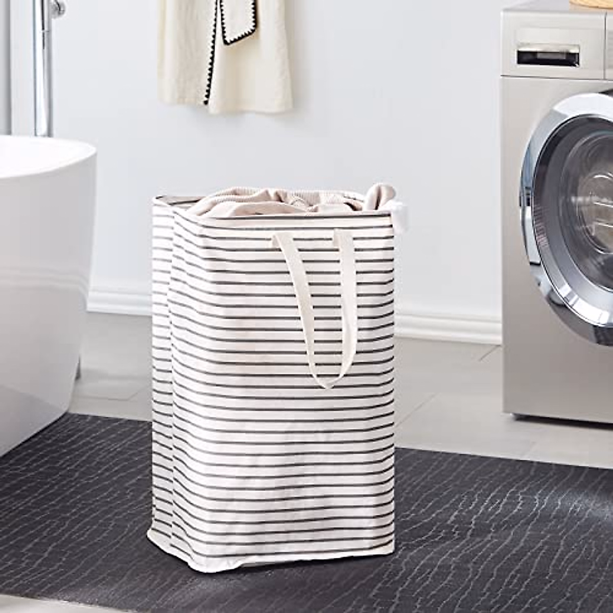 72L Freestanding Laundry Hamper, Collapsible Waterproof Clothes Basket with Easy Carry Long Handle, Washing Bag for Clothes, Toys (1 Pack, Grey)